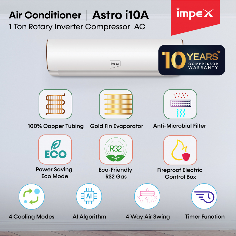 Impex Astro i10 | 1-ton Inverter Split AC | 3 star Air Conditioner