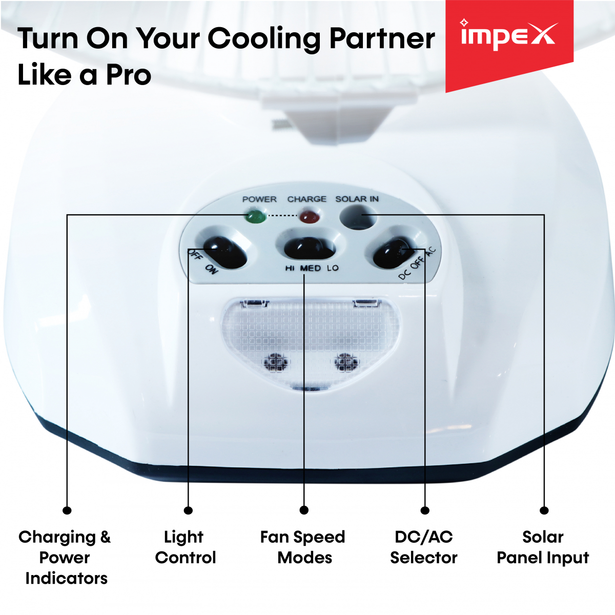 Impex Solar Portable Rechargeable Fan | Rechargeable Electric Fan