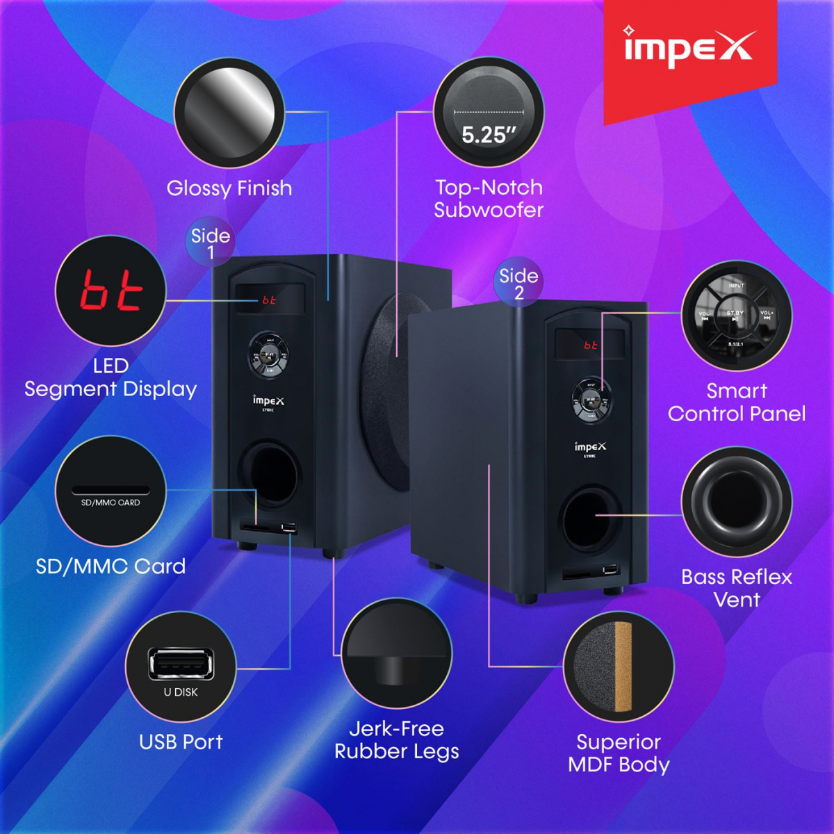 Impex 5.1 All-in-one Home Theatre Multimedia Speaker System - LYRIC
