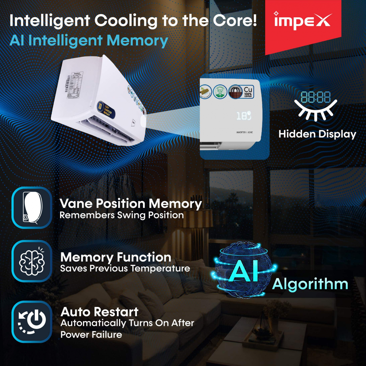 Impex i10RE | 1 Ton Room AC | Split Air Conditioners