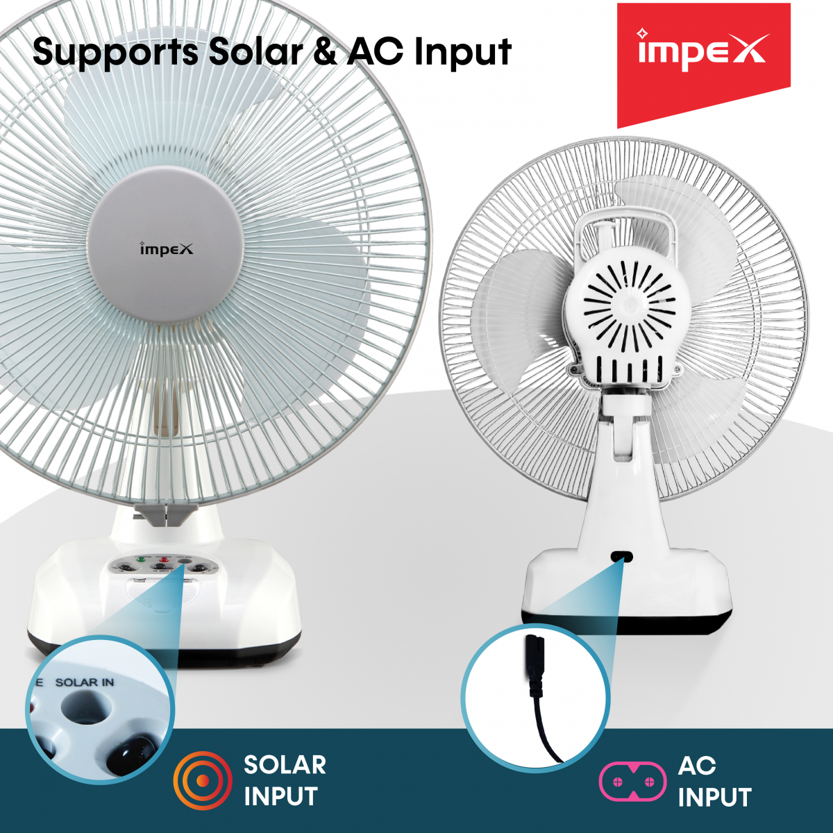 Impex Solar Portable Rechargeable Fan | Rechargeable Electric Fan